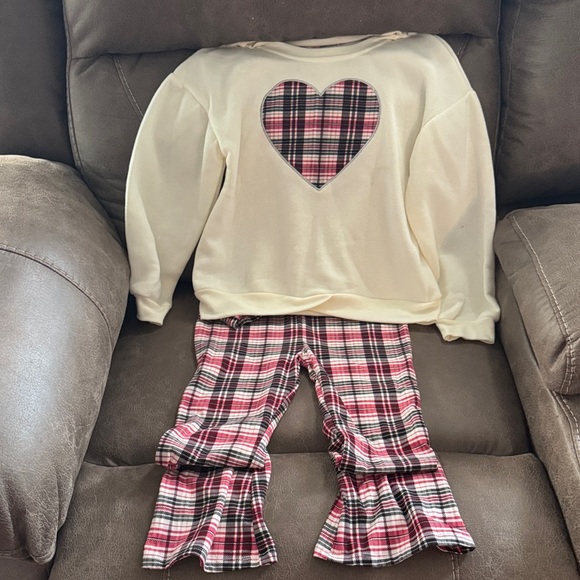 Matching Sets | Plaid Heart Kids Outfit Cream And Pink | Poshmark